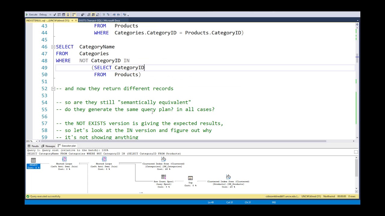 IN versus EXISTS - are they the same?