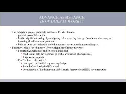 FEMA Pre Disaster Mitigation (PDM) Advanced Assistance grant - Part 1 of 3