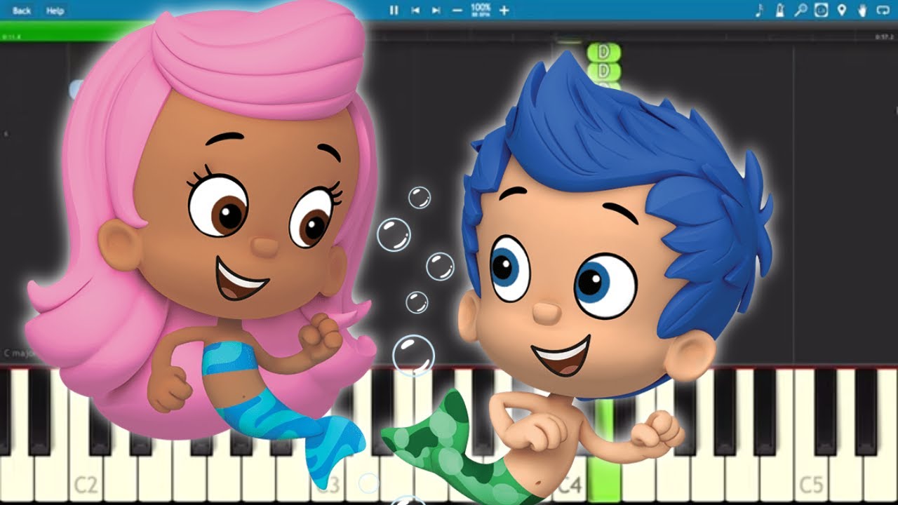 Bubble Guppies Theme Song - EASY Piano Tutorial