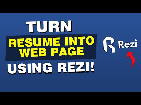 NEW*How to Turn a Resume into a Webpage Using Rezi (Resume Website)