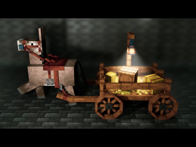 Medieval cart with donkey (chest donkey) OPTIFINE Minecraft Texture Pack