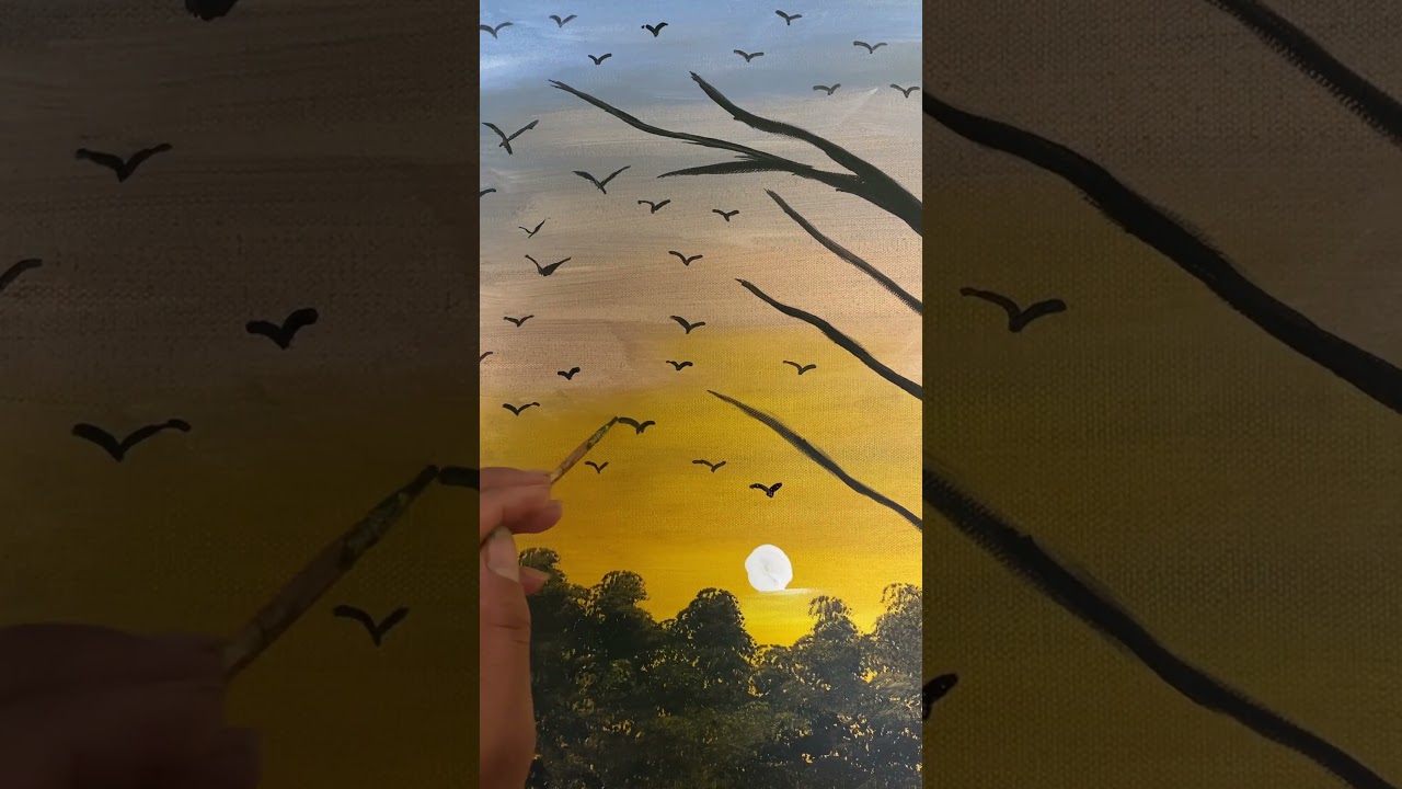 Painting birds in the sky