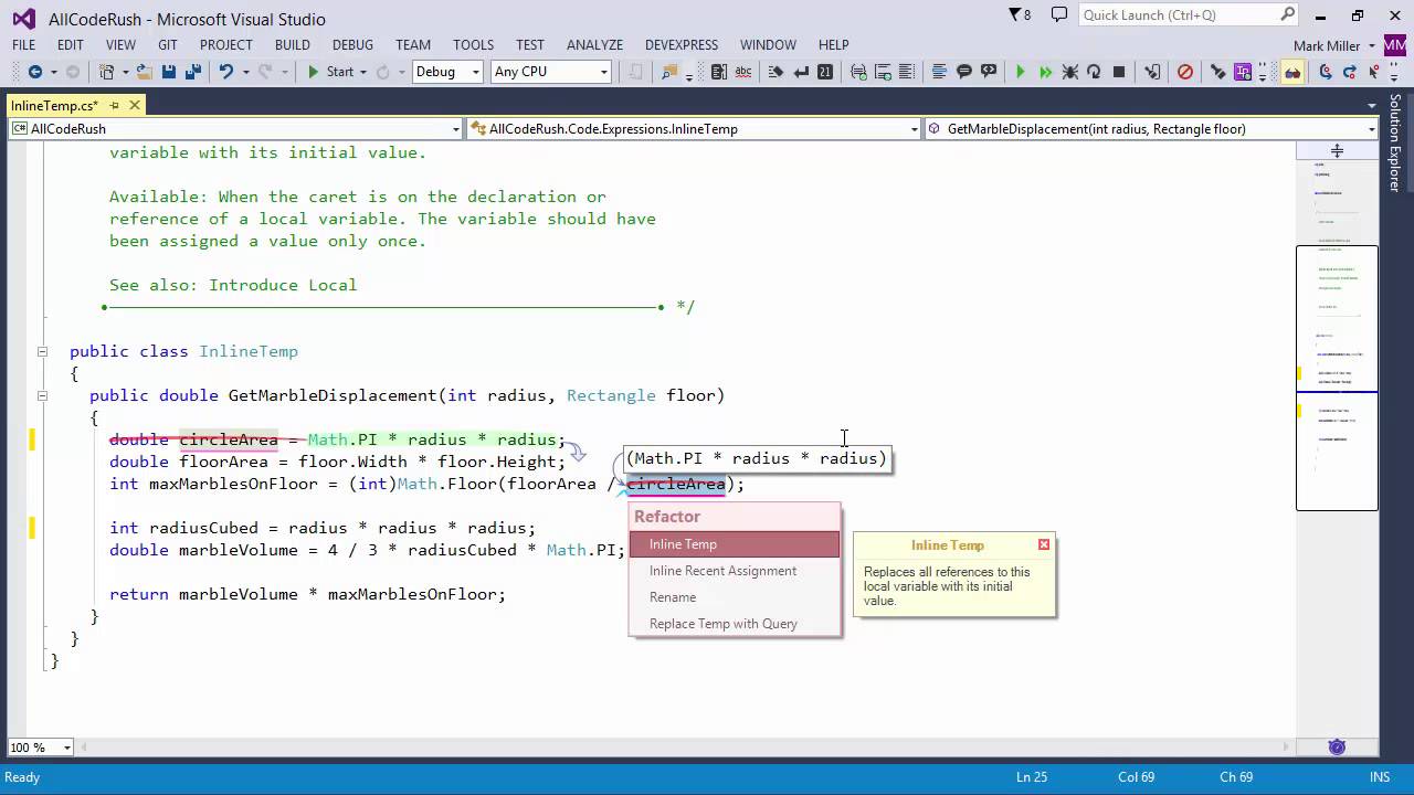 DevExpress CodeRush: Inline Temp