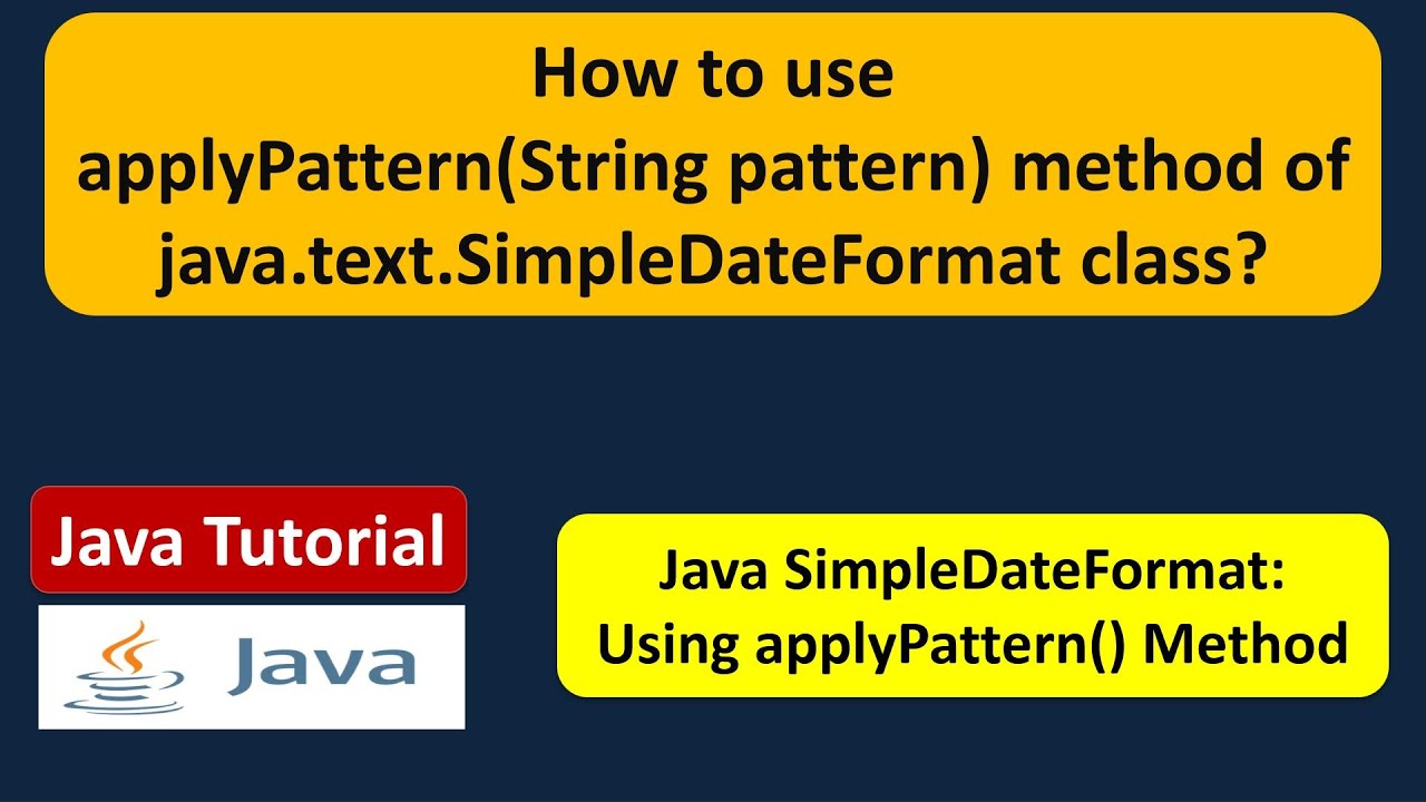 How to use applyPattern(String pattern) method of java.text.SimpleDateFormat class?