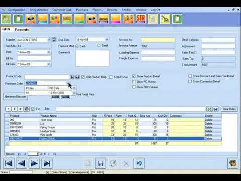 Entry of Goods Purchased GRN and Barcode Generation