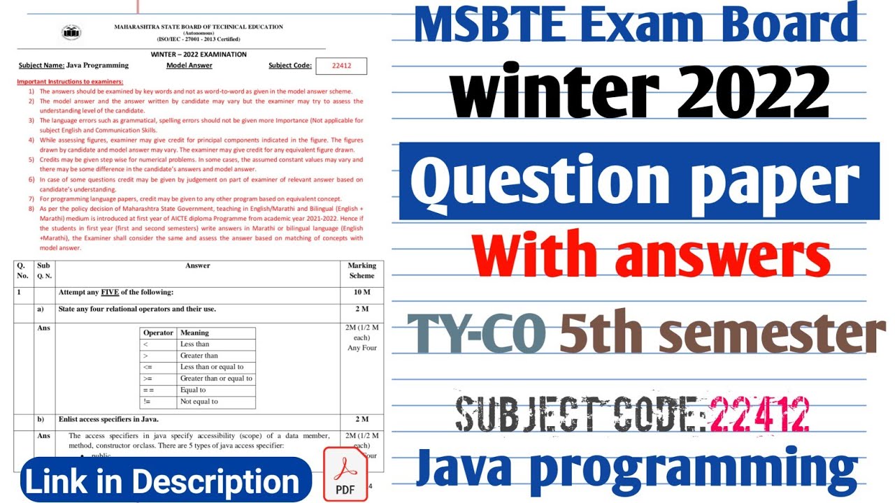22412 winter 2022 solved question paper | java programing winter model answers 2022 | msbte 4 sem