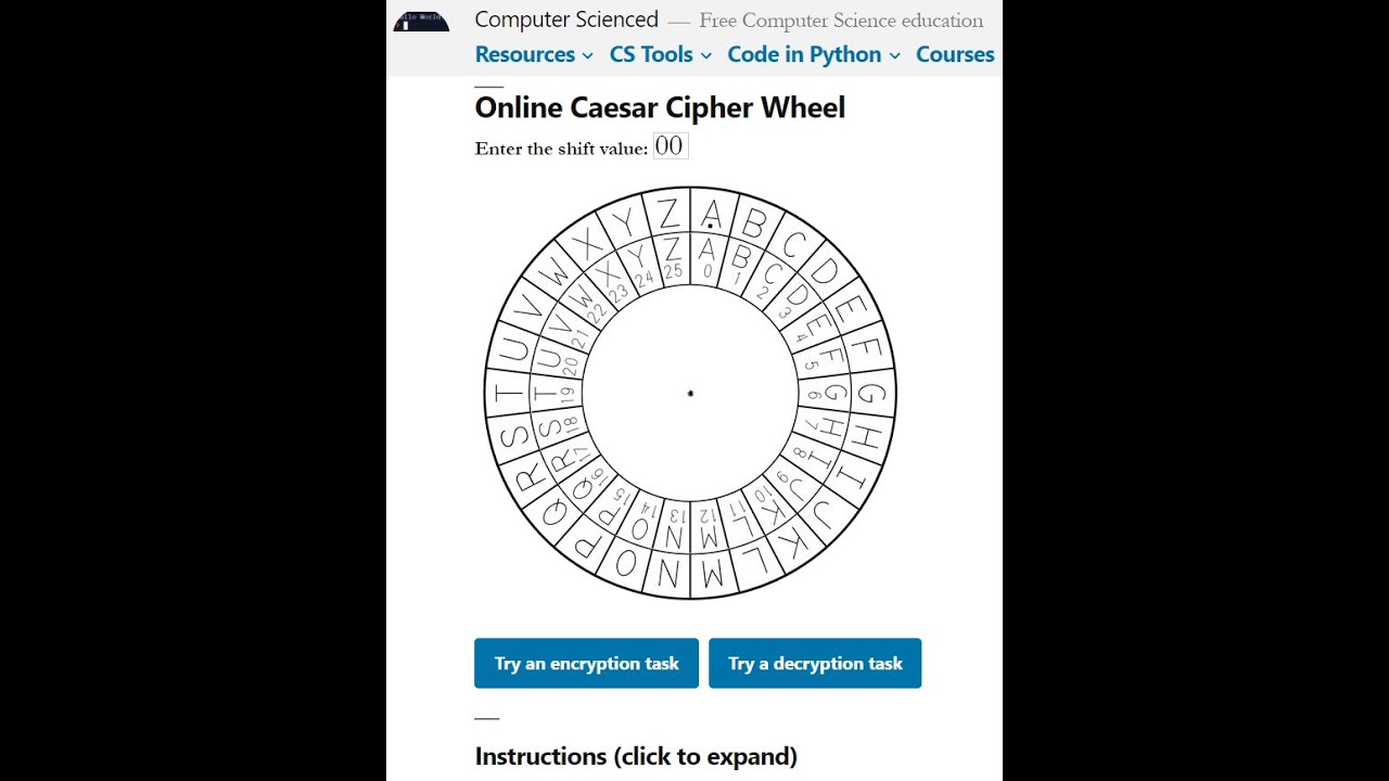How to use the online Caesar Cipher Wheel to encrypt and decrypt messages