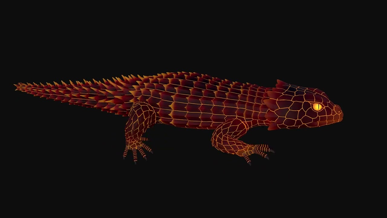 Preview | Fire Armadillo lizard | 3d animation - Walk