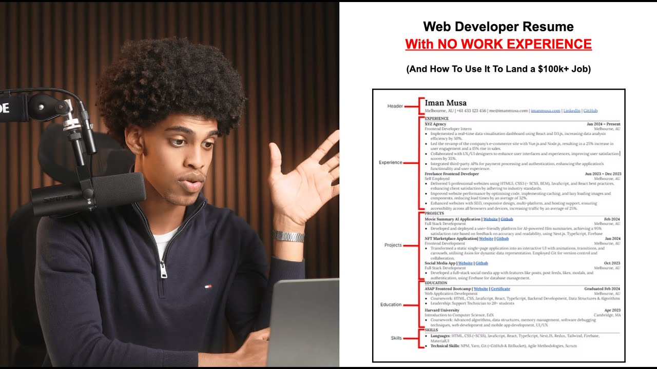 Web Developer Resume with NO Work Experience