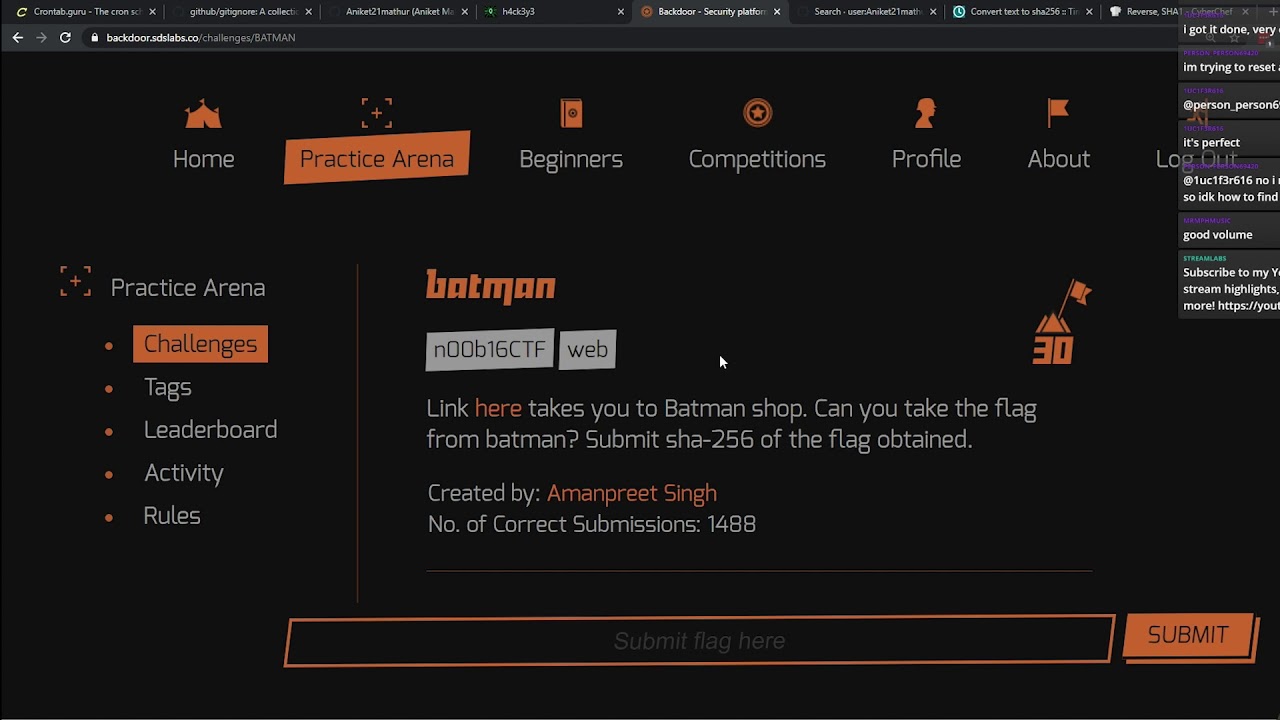 Solving backdoor.sdslabs.co CTF challenges(revfun, loooong hub, batman, location 51)