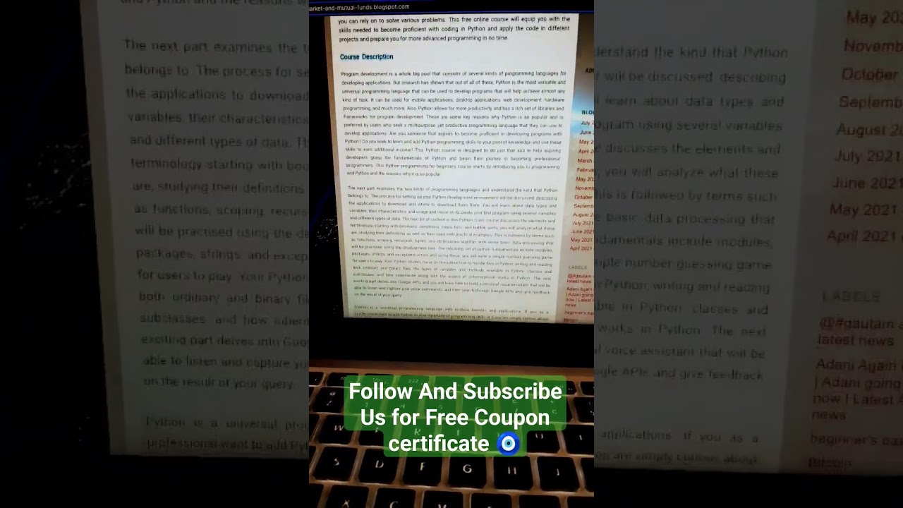 Python course l free Python Certificate course l Python for beginners #pythonprogramming #freeudemy