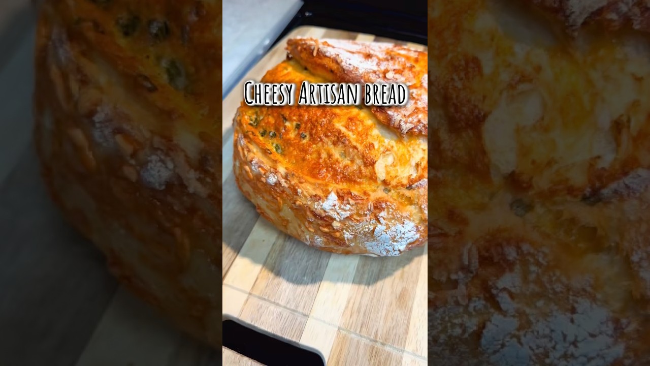 Cheesy Artisan Bread #cheesybread #easycheesebread #cheeseandbread #quickbreadrecipe