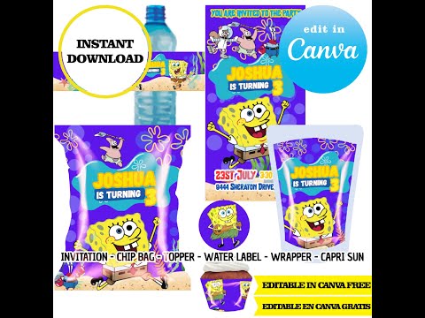 Sponge Bob – Canva Templates #spongebobart  #spongebob #spongecake #SpongeBobBirthday