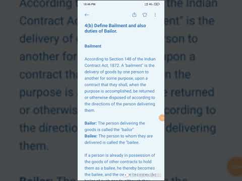 4(b) Define Bailment and also duties of Bailor.