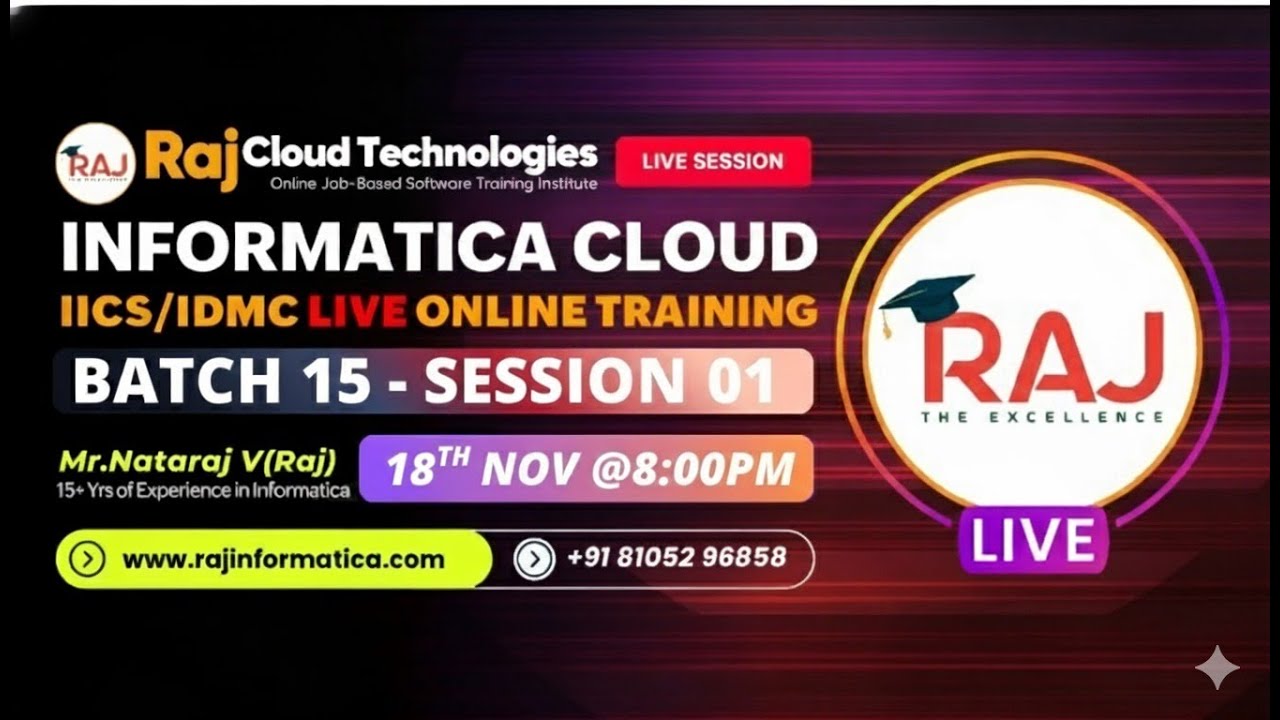Informatica IICS-IDMC(Informatica Data Management cloud)Batch-15 Session -1 By Raj CloudTechnologies