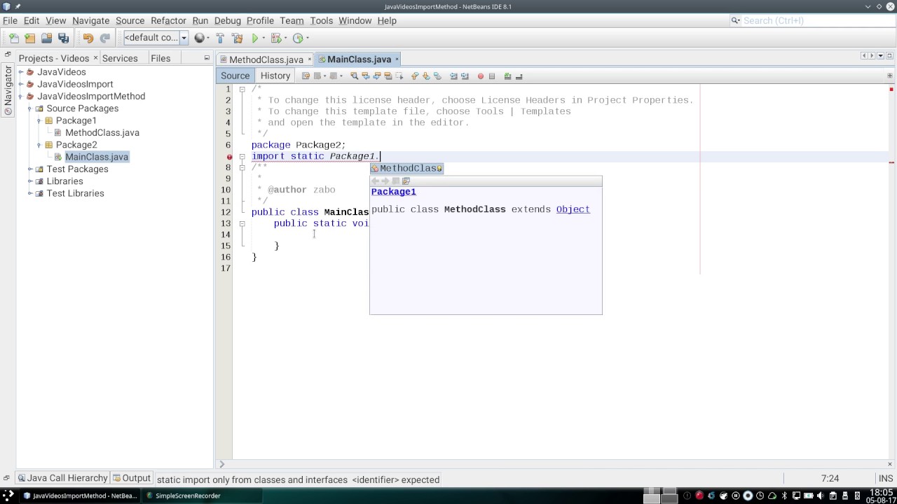 importing static methods on Java