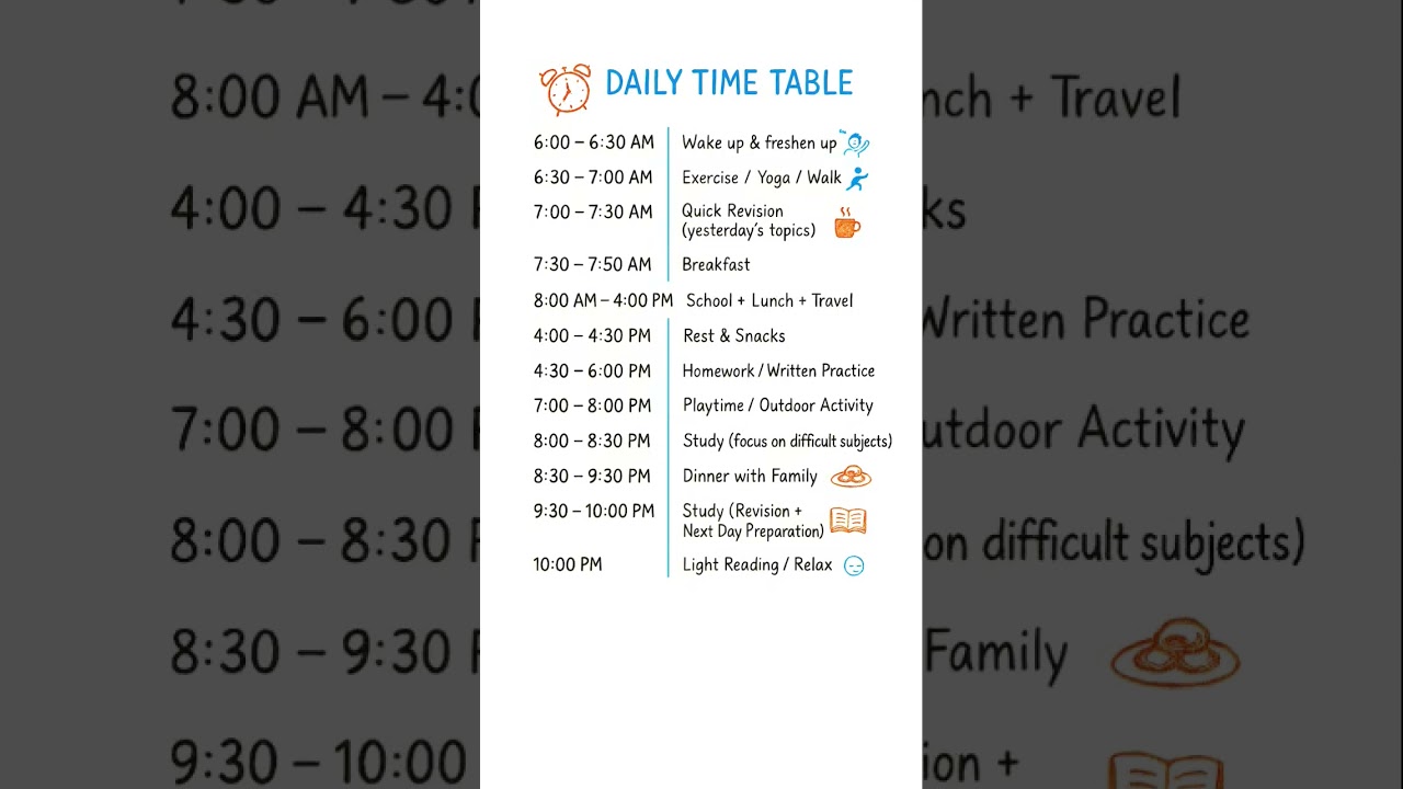 Best Daily Time Table for Students | Study + School + Play Balance
