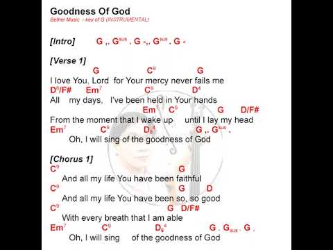 GOODNESS OF GOD || Instrumental (minus one) || key of G || lyrics and chords || praise and worship |