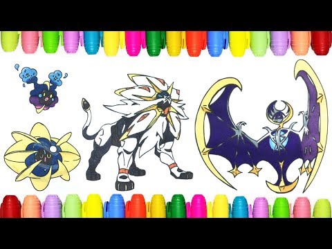 Pokemon Coloring Pages - Cosmog, Cosmoem, Solgaleo & Lunala