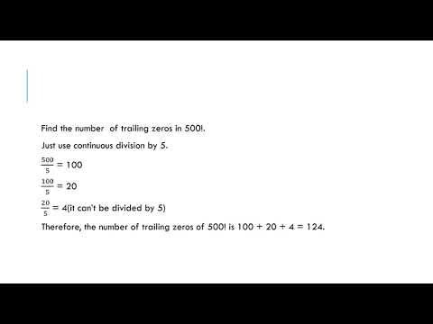 Find the number of trailing zeros in a factorial