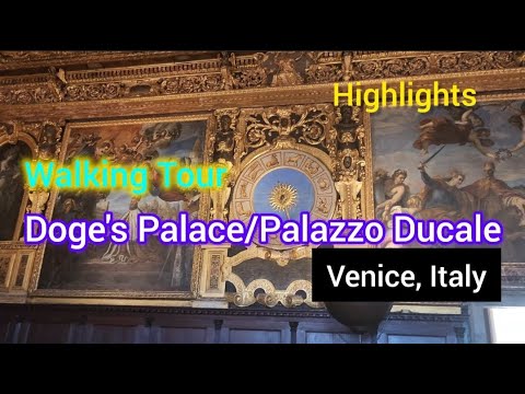 Full walking tour of Doge's Palace Palazzo Ducale at Venice in Italy