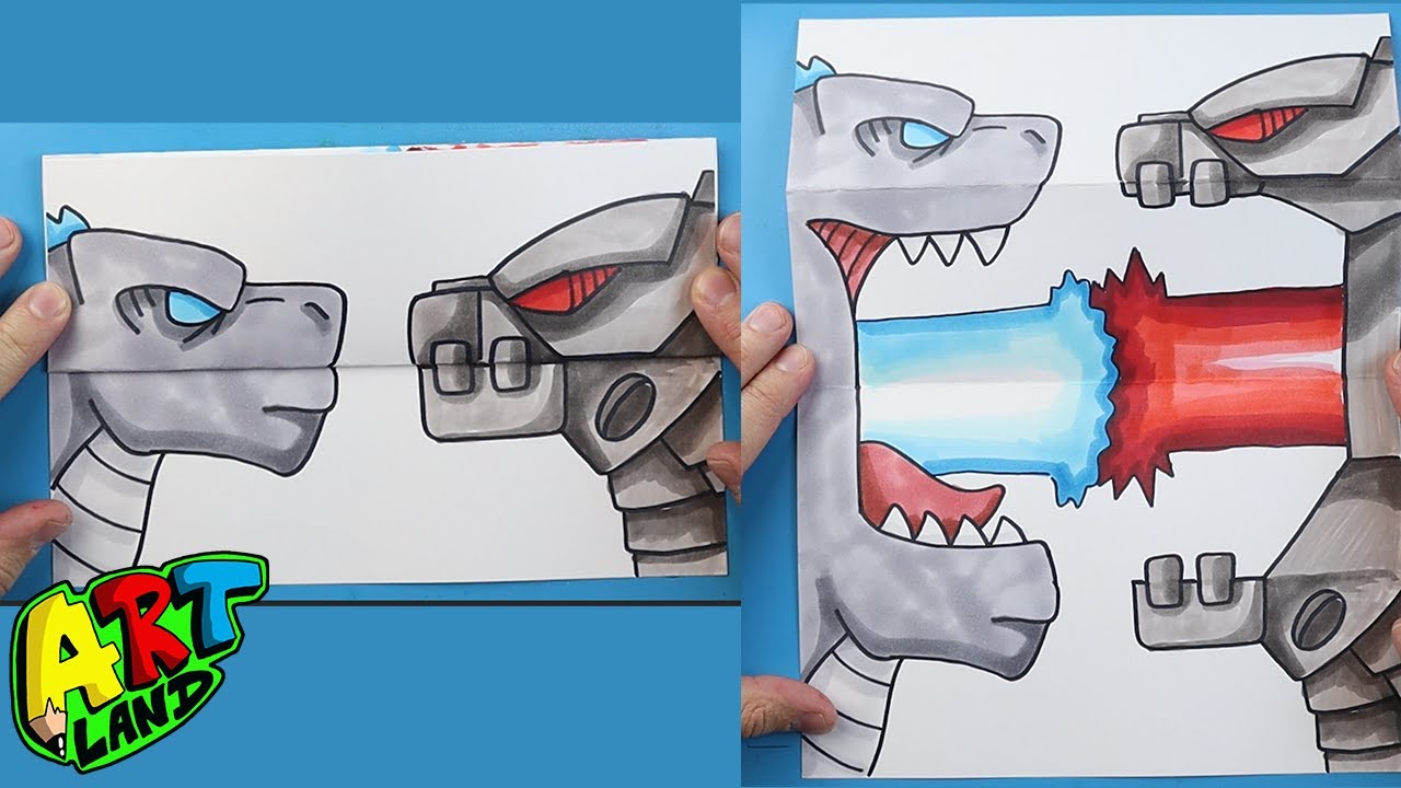 How to Draw a GODZILLA VS MECHAGODZILLA SURPRISE FOLD