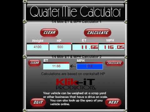 Quarter Mile Calculator for Drag Racing
