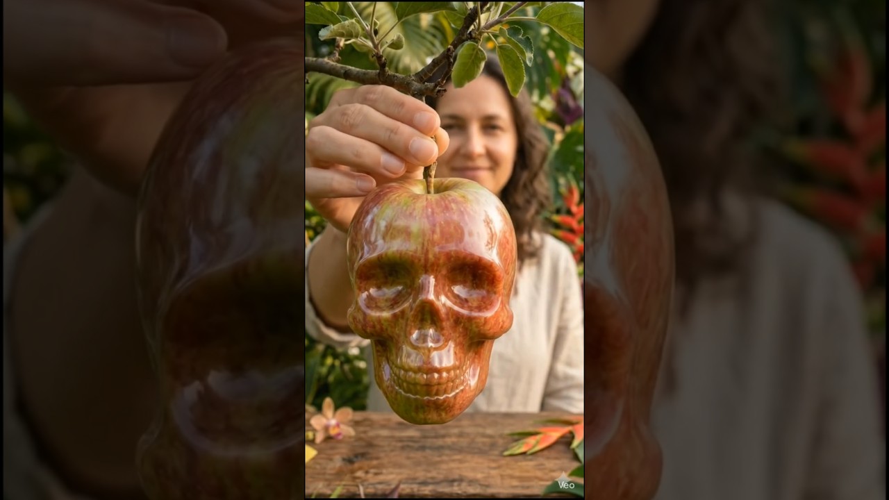 Skull Shaped Apple Timelapse | Amazing Fruit Transformation 🍎💀#shorts