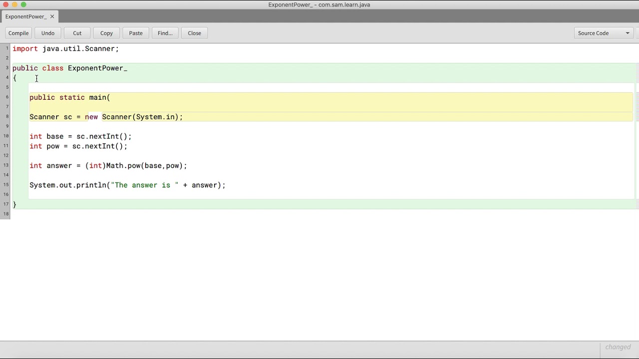 How to make an exponent calculating program in java