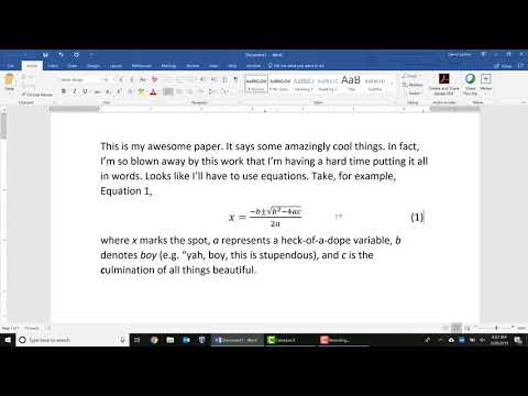 Centering equations with a right-justified number in Microsoft Word