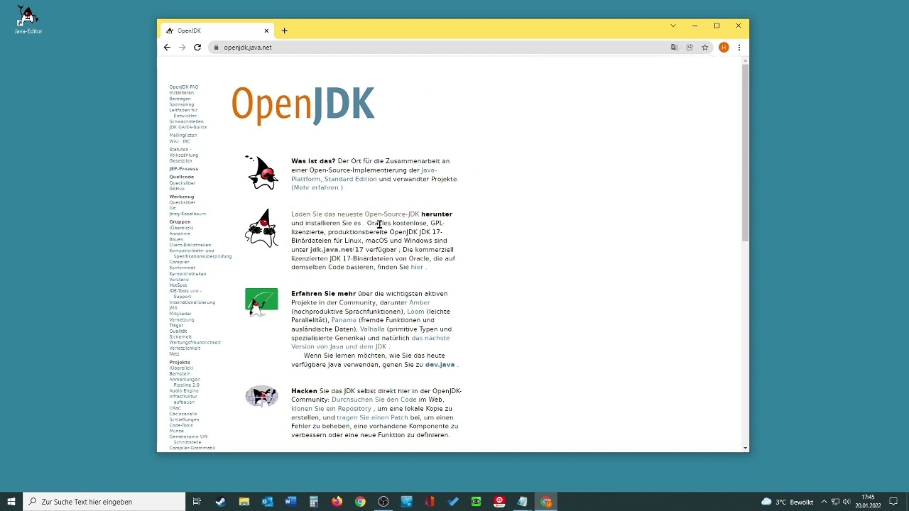 Installation vom Java-Editor inkl.  Java OpenJDK