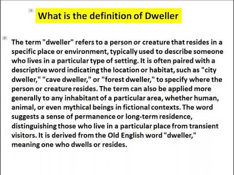 what is the definition of dweller
