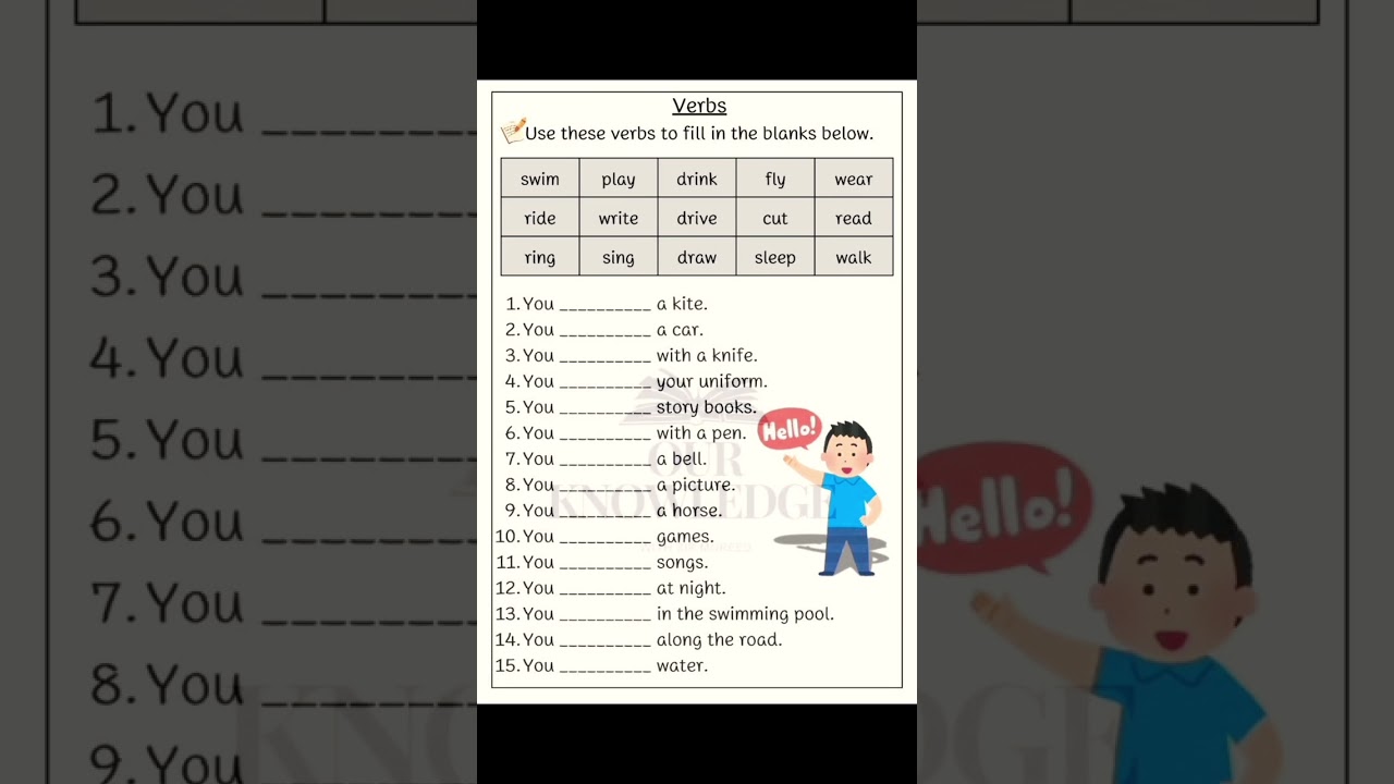 🌟 Learn Action Verbs Easily | English Grammar for Kids | Verb Exercise Worksheet  #shorts #english