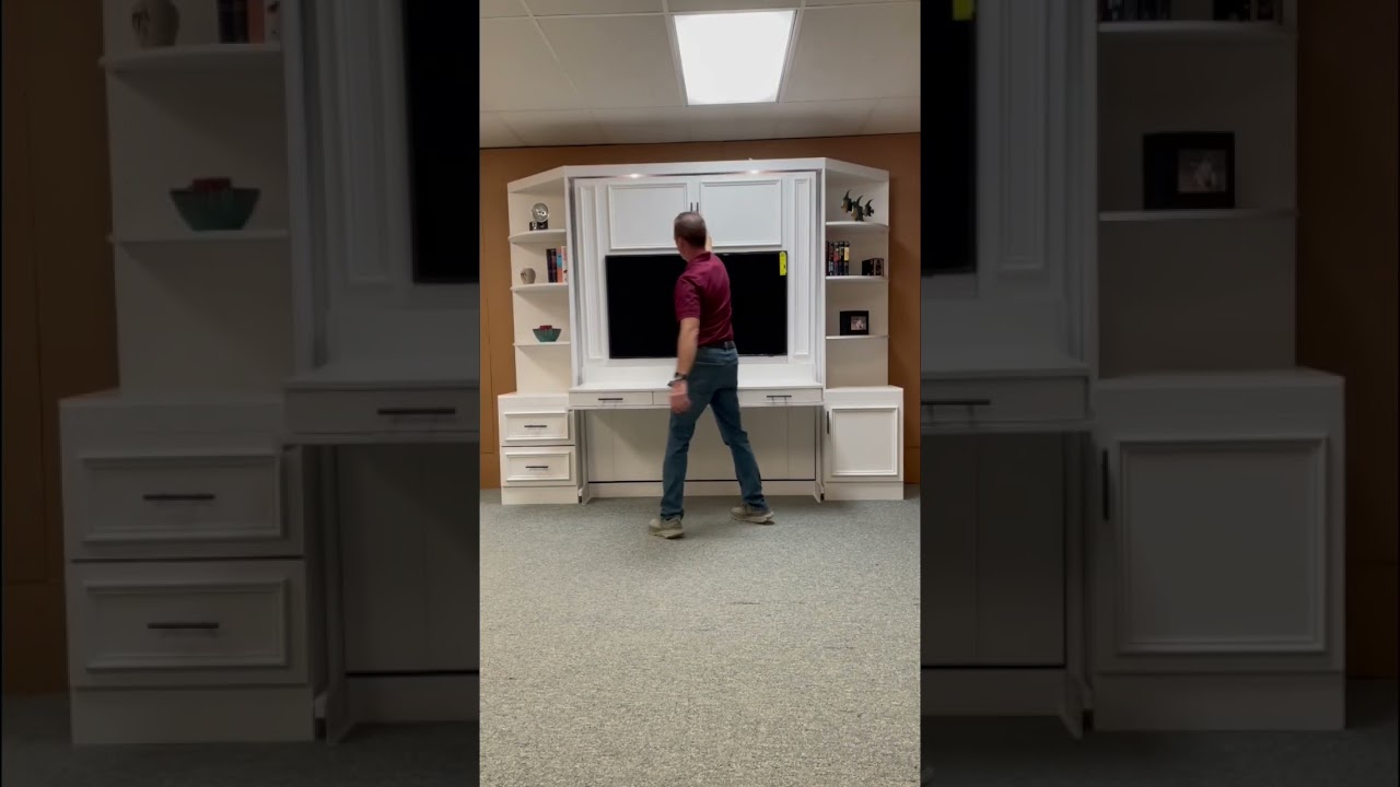 Title: Ultimate Space-Saving Murphy Bed: Desk, TV, & Bed Combo! #MurphyBed #SpaceSaving