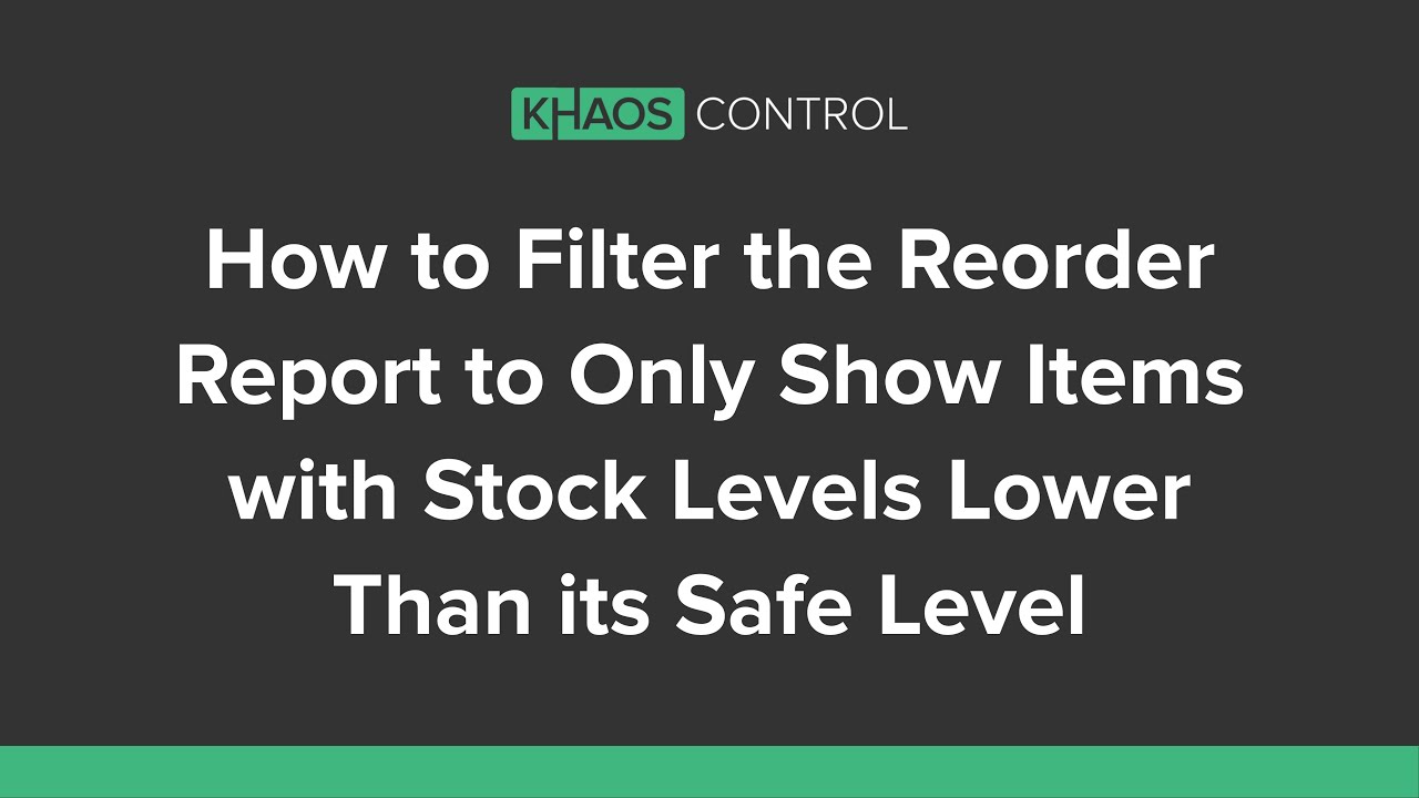 How to Filter the Reorder Report to Only Show Items with Stock Levels Lower Than Safe Level