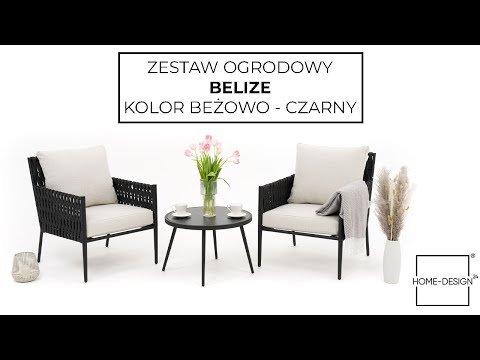 zestaw mebli ogrodowych balkonowy BELIZE - beżowy ze stołem z blatem HPL - CARRARA BLACK