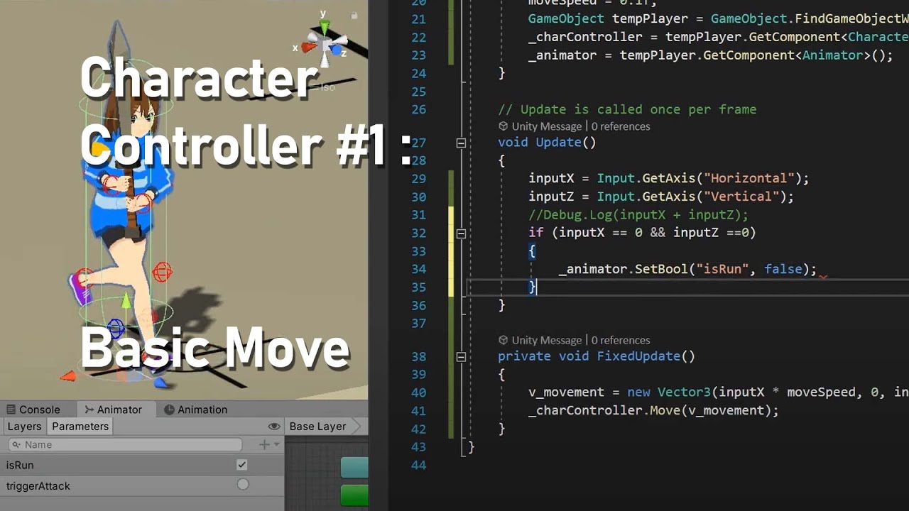 Unity C# : Character Controller - part1 : Basic Move.