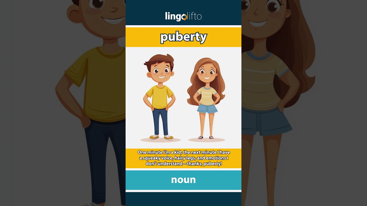 🇬🇧 Puberty Meaning : Flash Card : Learn English Vocabulary