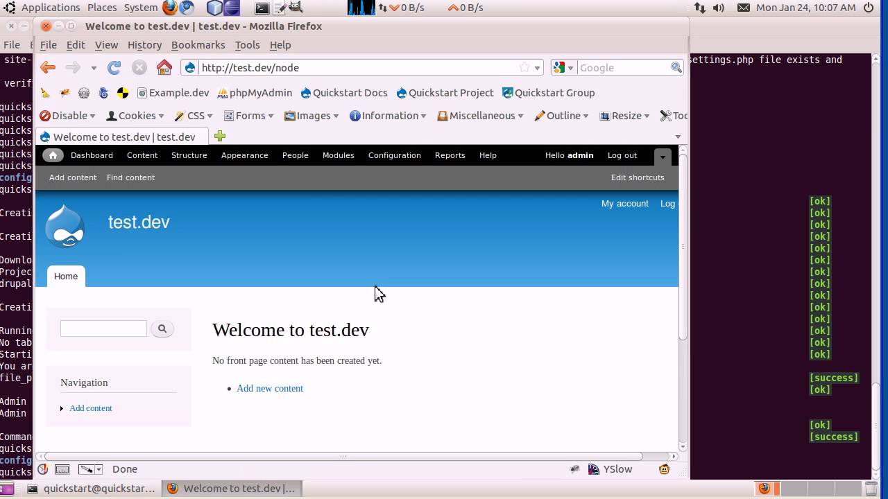 Drupal Quickstart 0.9: Getting Started
