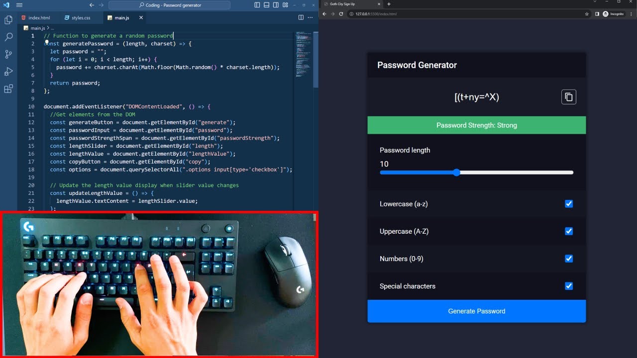 Coding a JavaScript Password Generator (ASMR | No Talking)