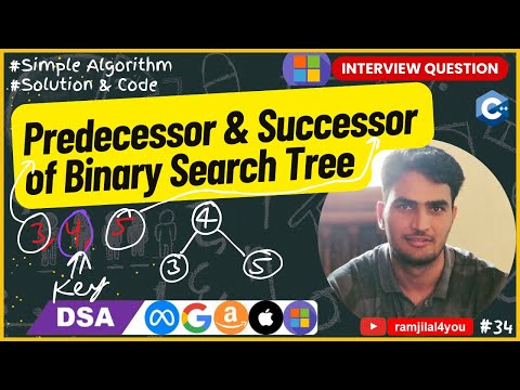34 Predecessor & Successor in BST | Recursive & Iterative Approach | Solution Code & Explanation