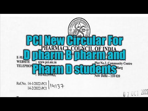 PCI New Circular For D pharm B pharm and Pharm D students