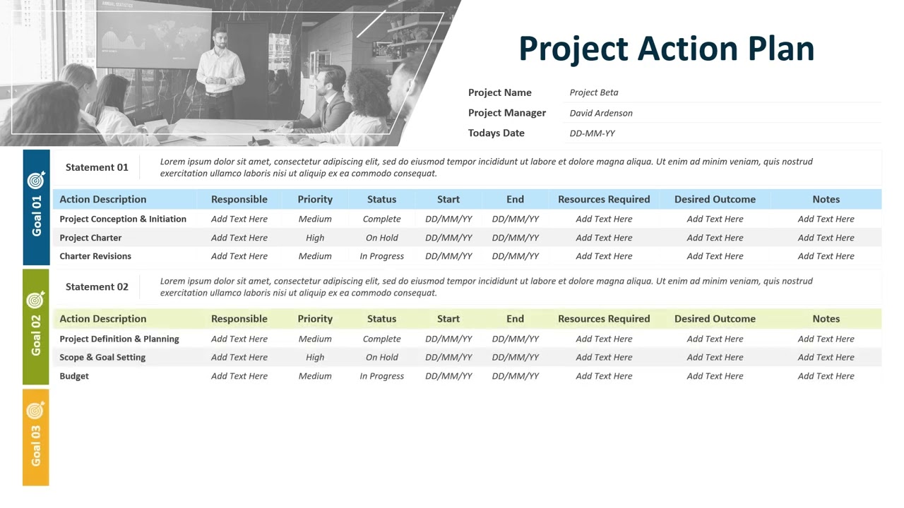 Project Action Plan PowerPoint Template | Kridha Graphics