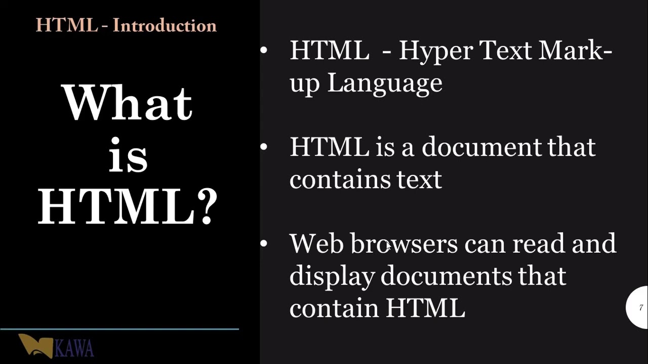 KAWA HTML Tutorial for Beginners   00   Introduction to HTML