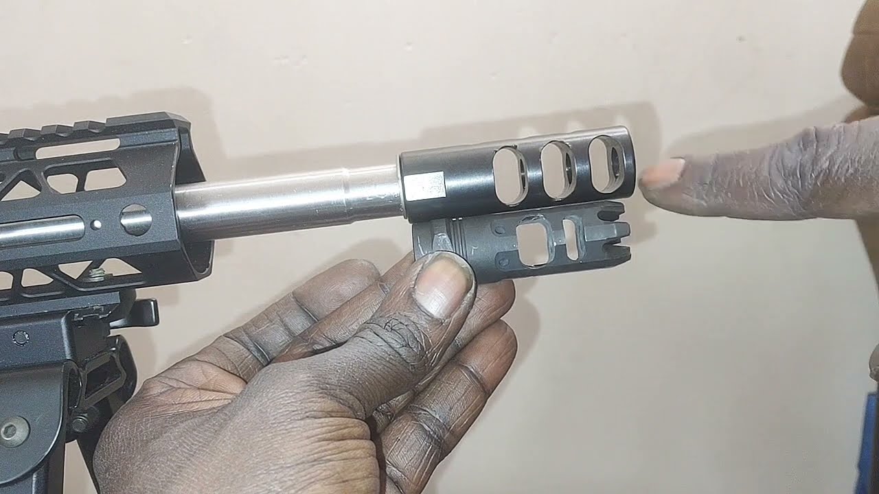 AR stoner 308 3 chamber muzzle brake (Midway) installed with the help of WKOOA 5/8 shims(Amazon)