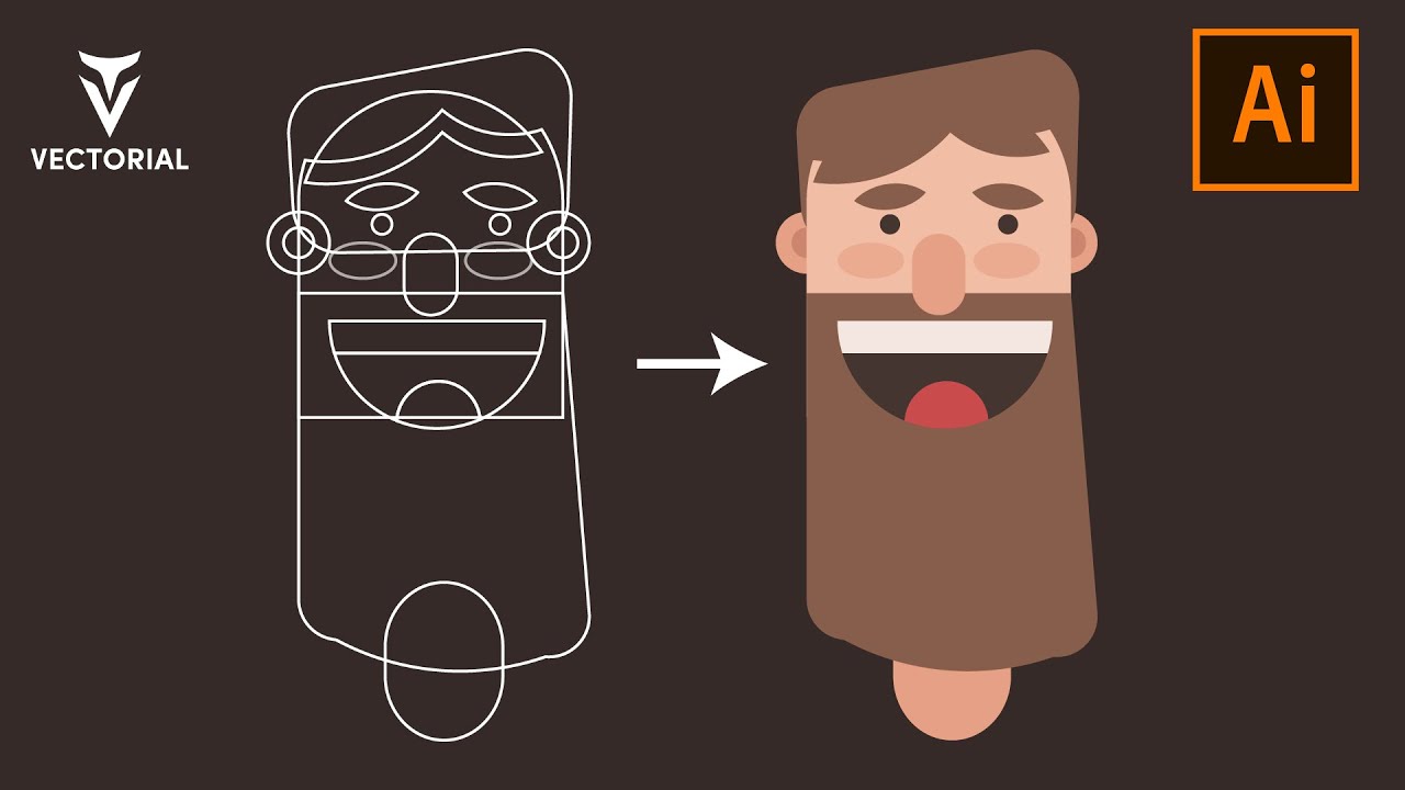 Flat CHARACTER DESIGN in Adobe illustrator - STEP BY STEP Drawing Tutorial for beginners