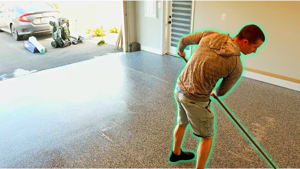 Cleaning a COATED Garage Floor is Easy! (No Mop)