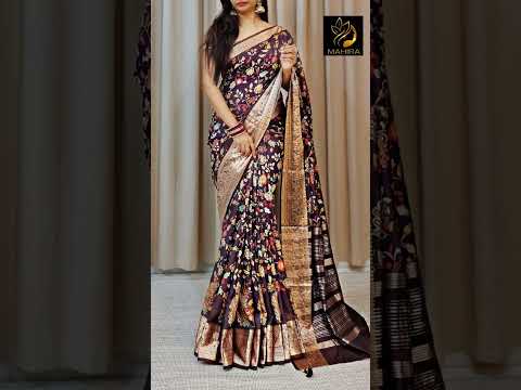 *👑MERAKI PENKALAMKARI👑*Beautiful light weightPure dola silk sarees 1099+-