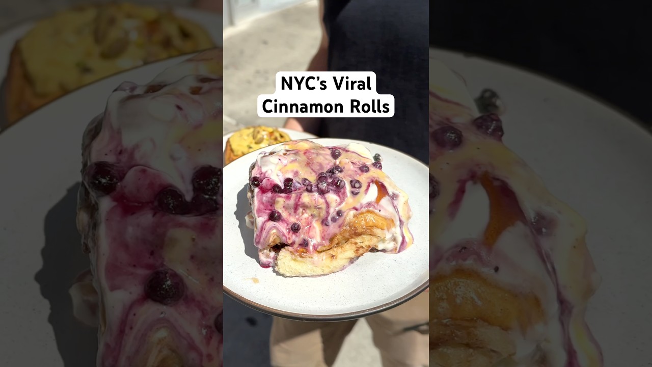 Trying New York’s viral cinnamon rolls 📍Sunday Morning #nyc #food #cinnamonroll