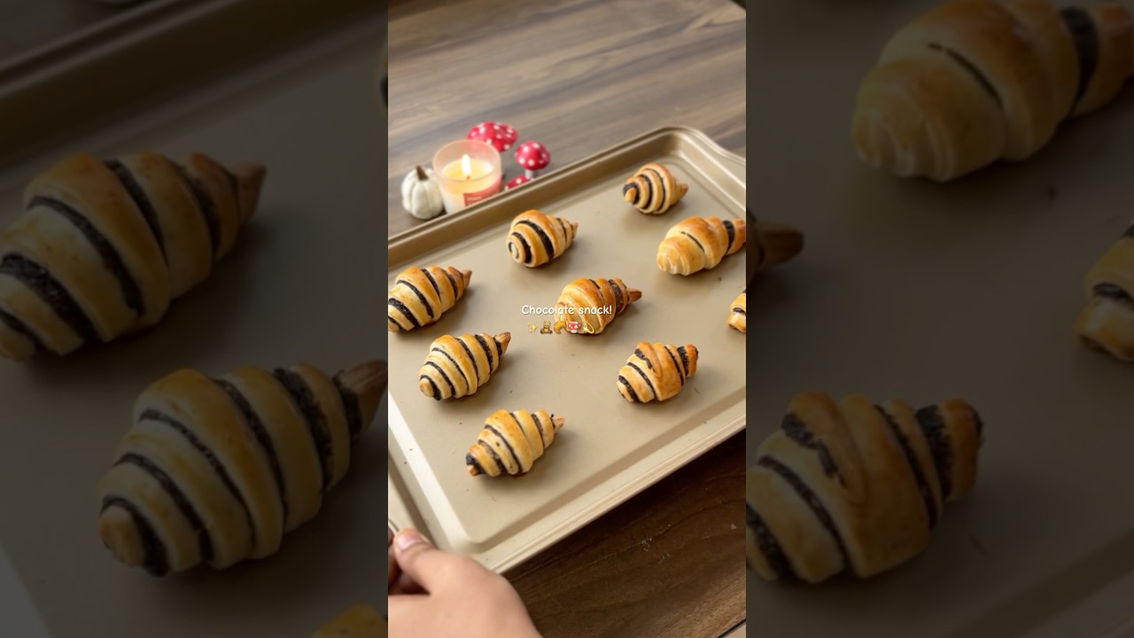 Chocolate croissant rolls!#cute #youtubeshorts#baking#food #gilmoregirls #viralvideo #bakingtherapy